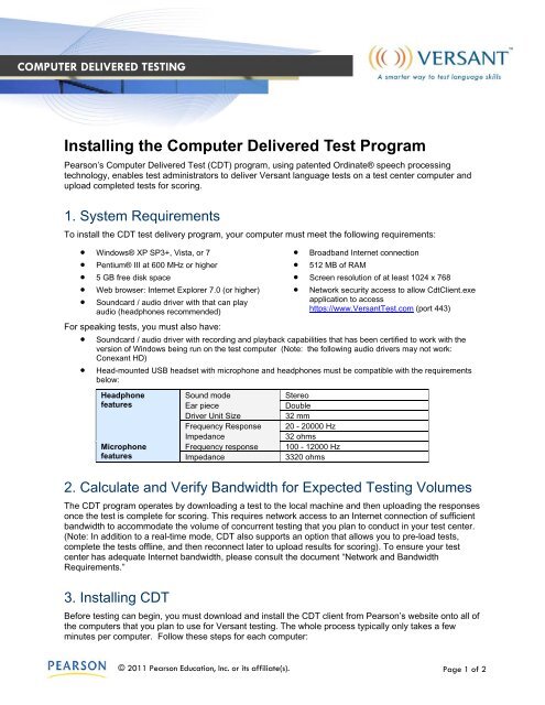 CDT - System Requirements and Installation Instructions