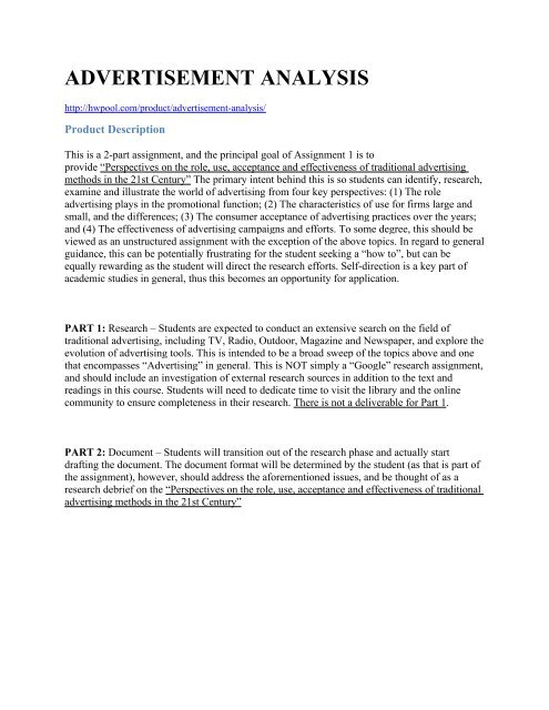 ADVERTISEMENT ANALYSIS