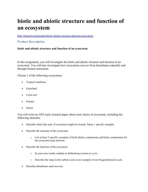 biotic and abiotic structure and function of an ecosystem