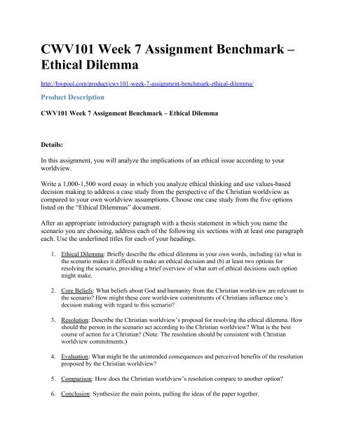 CWV101 Week 7 Assignment Benchmark