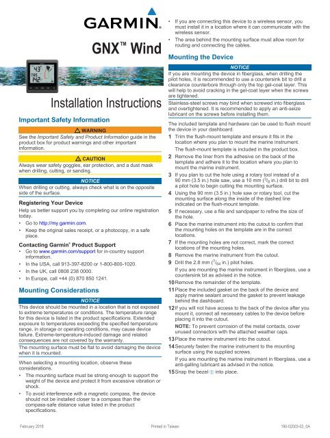 Garmin GNX™ Wind Marine Instrument - GNX Wind Installation Instructions