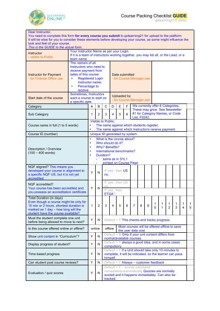 CoursePackingChecklist_GUIDE