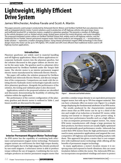 Lightweight Highly Efficient Drive System