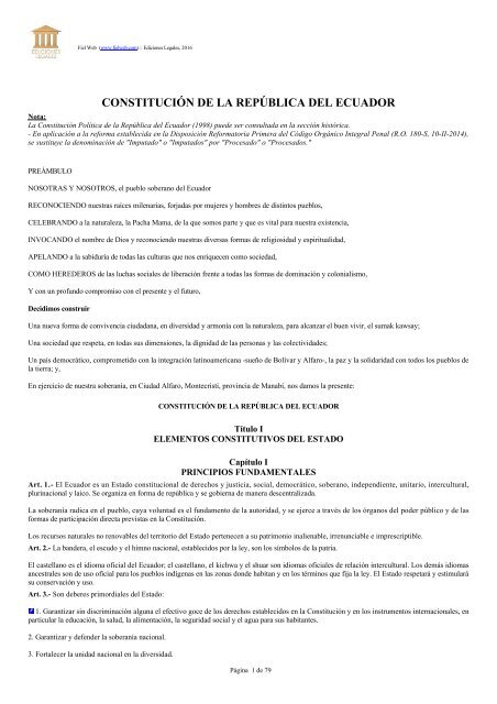 CONSTITUCIÓN DE LA REPÚBLICA DEL ECUADOR