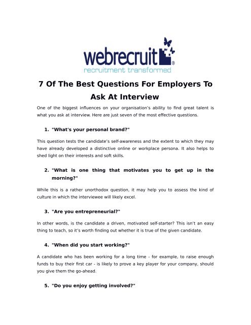 7 Of The Best Questions For Employers To Ask At Interview