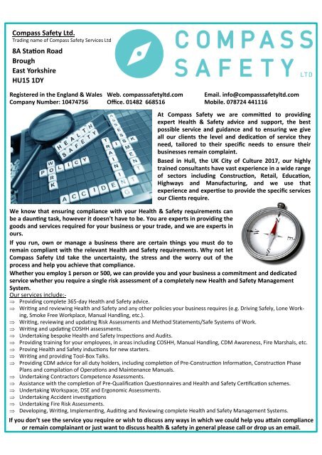 Compass Safety Business leaflet
