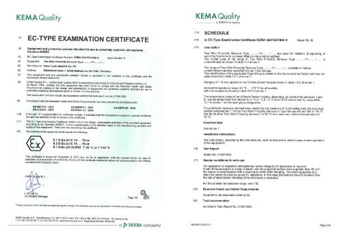 KEMA 02 ATEX 1090X - TURCK GmbH & Co. KG