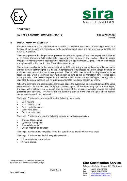 Sira Certification Service - Flowserve Corporation