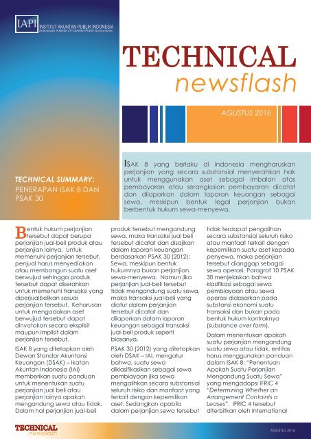 Technical Newsflash - Penerapan ISAK 8 dan PSAK 30