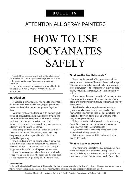 Isocyanates Safely - Attention all Spray Painters ... - Health and Safety