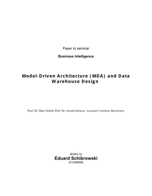 Model-Driven Architecture (MDA) and Data Warehouse Design ...