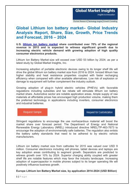 PDF Lithium Ion battery market