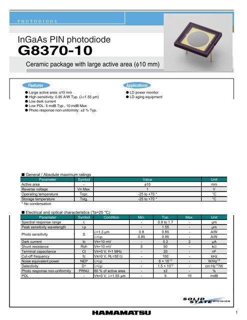 G8370-10 - Hamamatsu Photonics