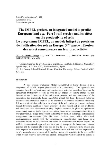 The IMPEL project, an integrated model to predict European land ...