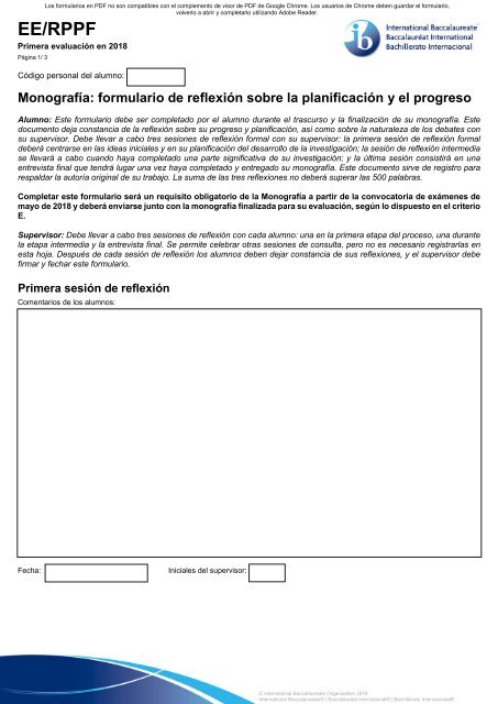 Formulario de reflexión sobre la planificación y el progreso