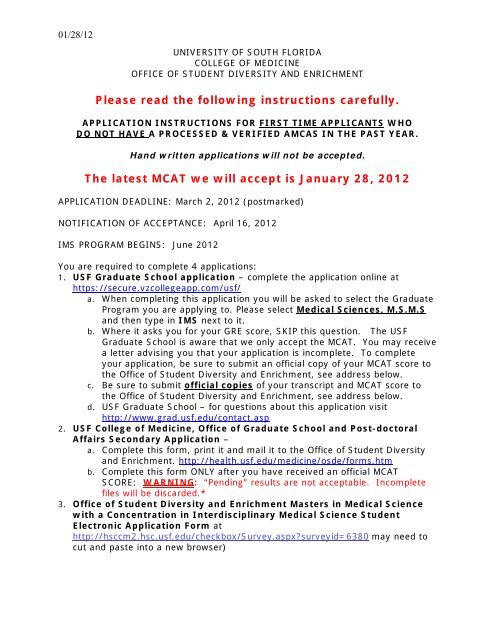 Please Read The Following Instructions Carefully. - USF Health ...