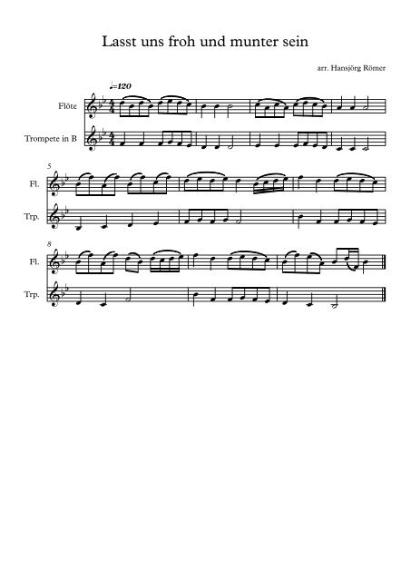 Lasst uns froh und munter sein - Partitur