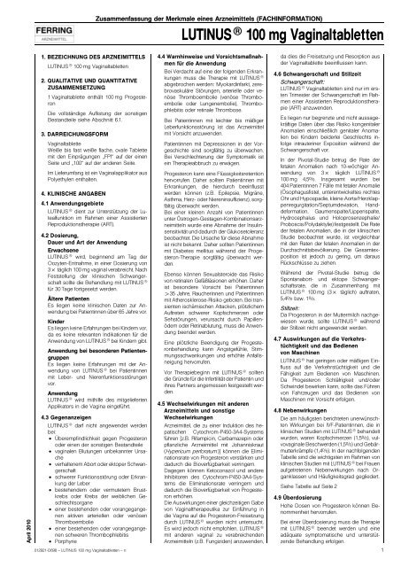 LUTINUS® 100 mg Vaginaltabletten - IVF-Saar
