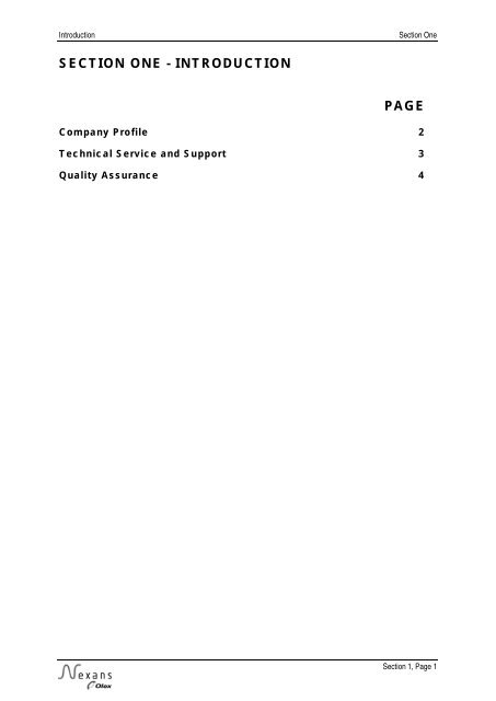 SECTION ONE - INTRODUCTION PAGE - Baselocation