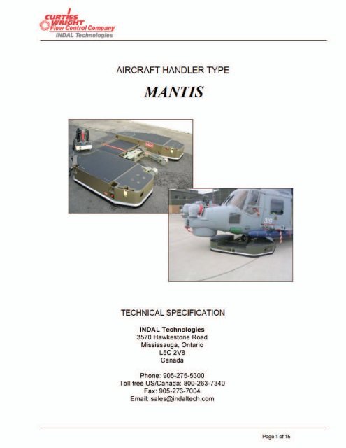 MANTIS technical specifications (4.3mb) - INDAL Technologies