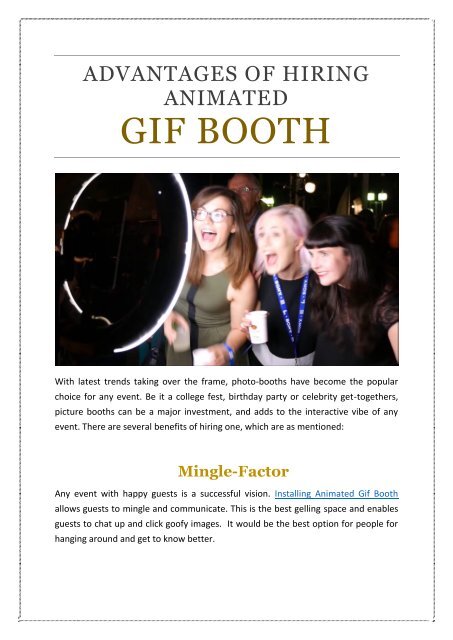 Advantages Of Hiring Animated Gif Booth