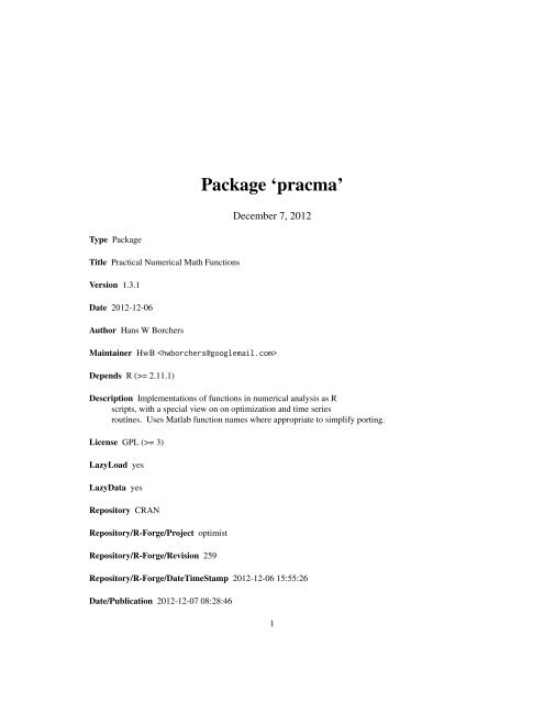 Package 'pracma'