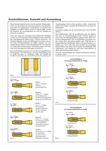 Anschnittformen, Auswahl und Anwendung - Gühring