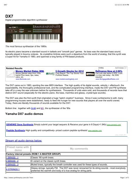 Yamaha DX7 - Sound Of Music