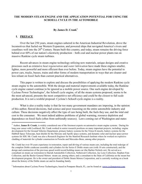 The modern steam engine and the application - Cyclone Power ...