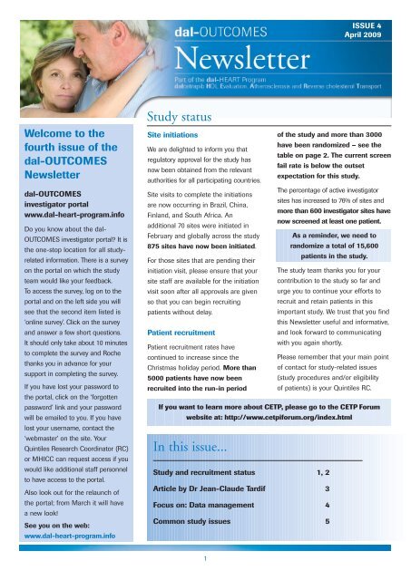 the fourth issue of the dal-OUTCOMES Newsletter - Roche Pharma