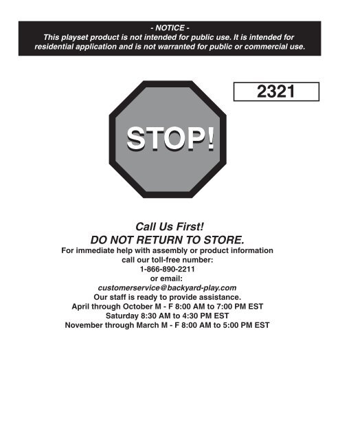Call Us First! DO NOT RETURN TO STORE. - Easy2.com