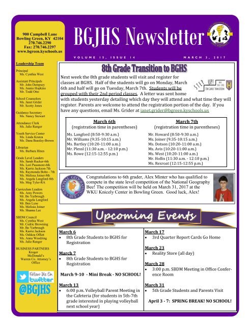 BGJHS Newsletter