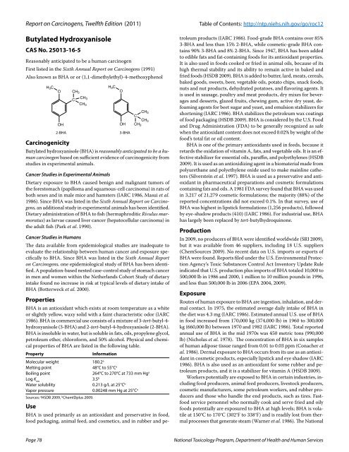 Butylated Hydroxyanisole - National Toxicology Program