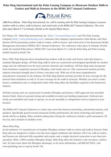 Polar King International and the Polar Leasing Company