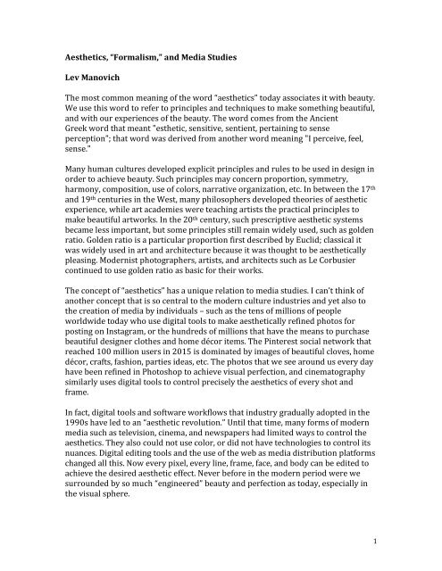 aesthetics-media-studies