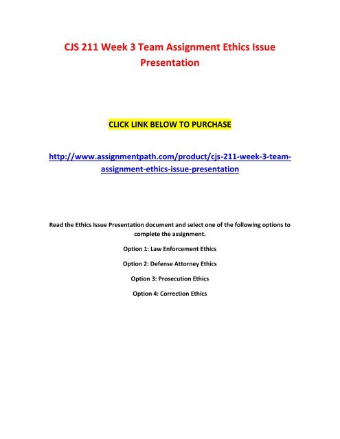 CJS 211 Week 3 Team Assignment Ethics Issue Presentation
