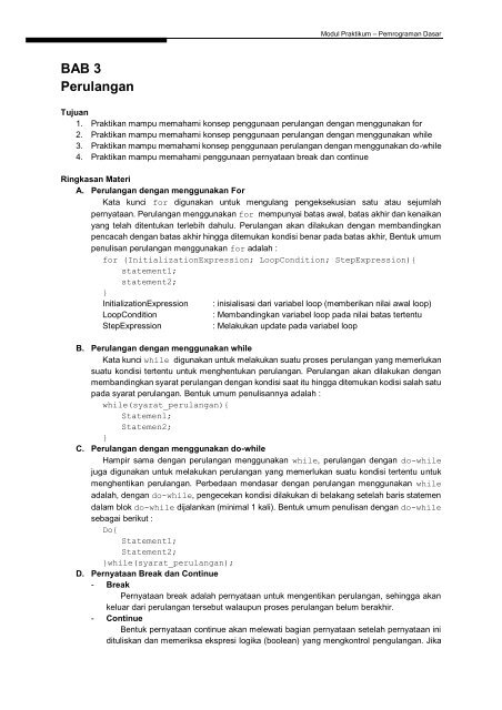 Modul 2 Bab 3 Perulangan