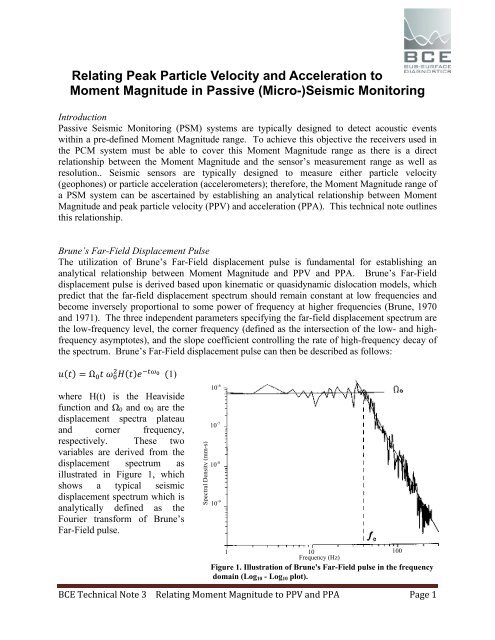 Relating Peak Particle Velocity And Acceleration To Moment