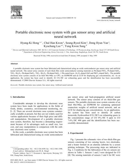 Portable electronic nose system with gas sensor array and ... - SIM