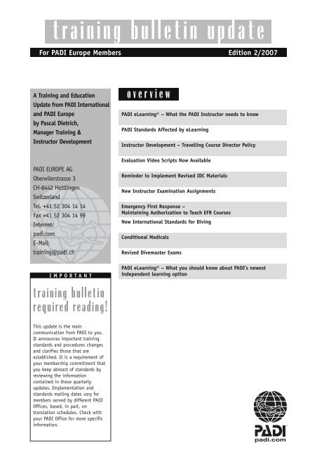 training bulletin update - Ute & Miha Frlec