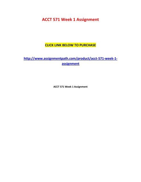 ACCT 571 Week 1 Assignment