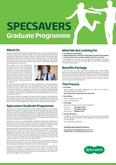 life as a specsavers graduate