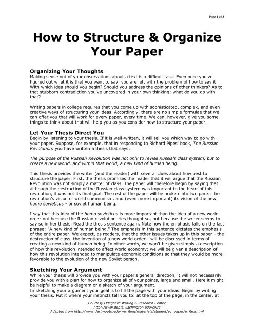 How to Structure and Organize Your Paper