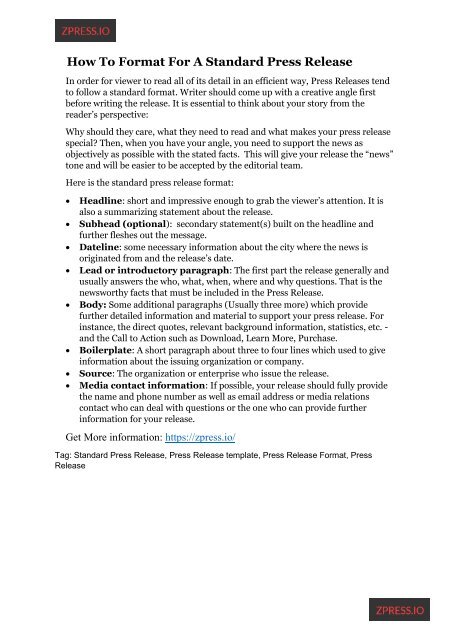 Standard Press Release