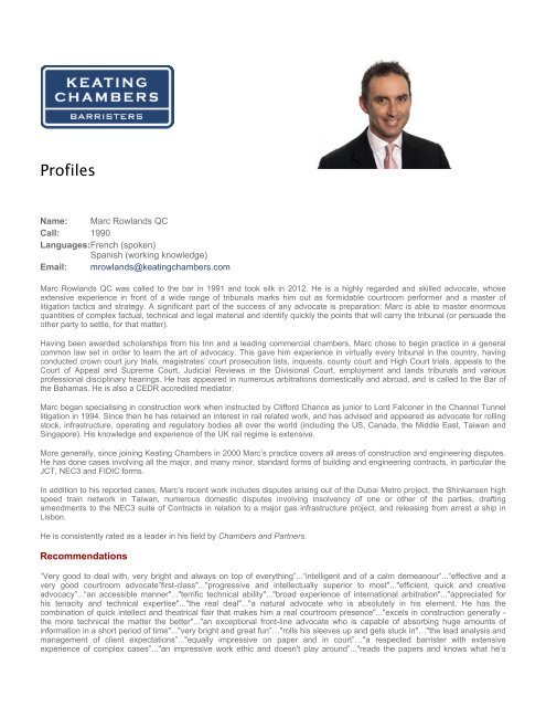 Marc Rowlands QC, Barrister in construction, engineering, energy ...