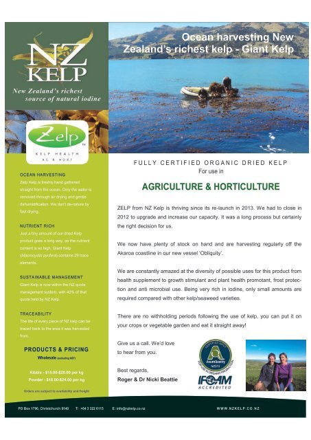 Zelp Kelp - AG & Hort - Wholesale Factsheet