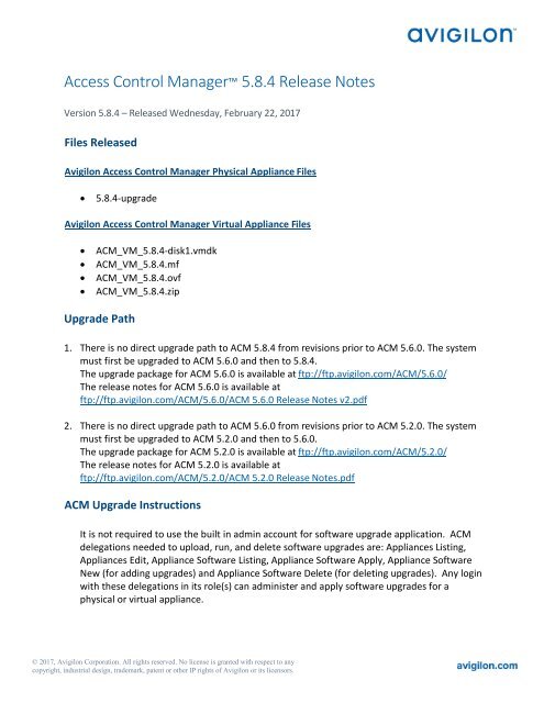 Access Control Manager 5.8.4 Release Notes