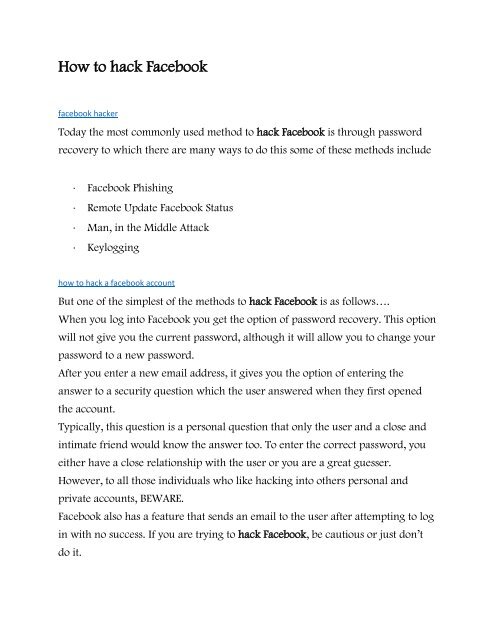 How to hack Facebook