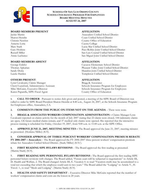 SCHOOLS OF SAN LUIS OBISPO COUNTY - sipe