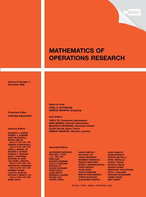 Front Matter (PDF) - Mathematics of Operations Research - Informs